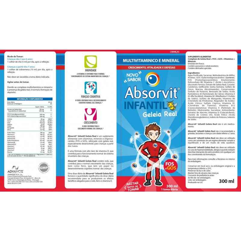 Absorvit Infantil Emul Geleia Real 300ml
