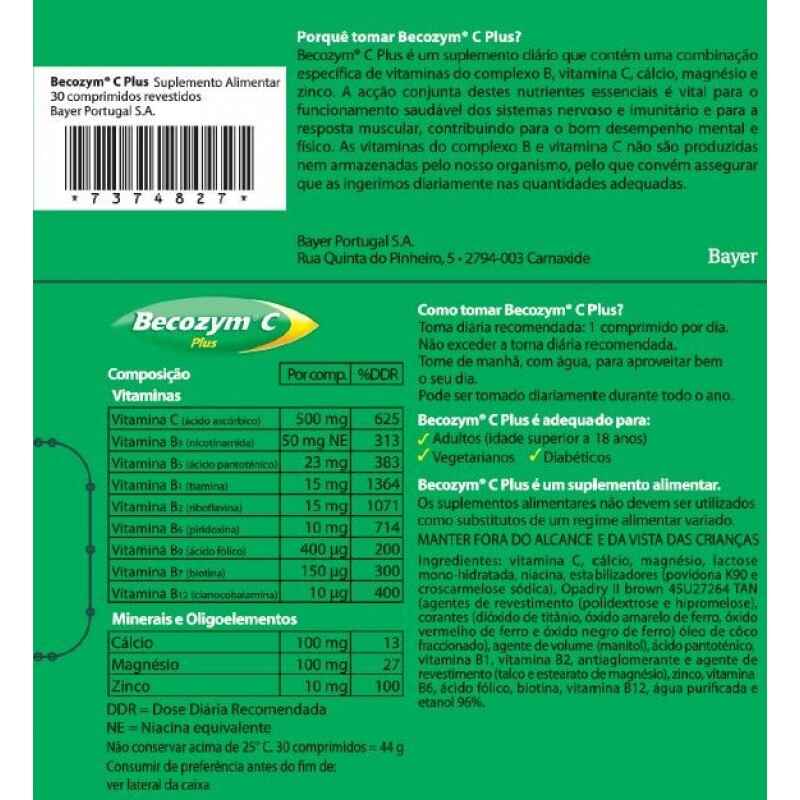 Becozyme C Plus Comp 30 - Marketplace Médis - Produtos de saúde e bem-estar